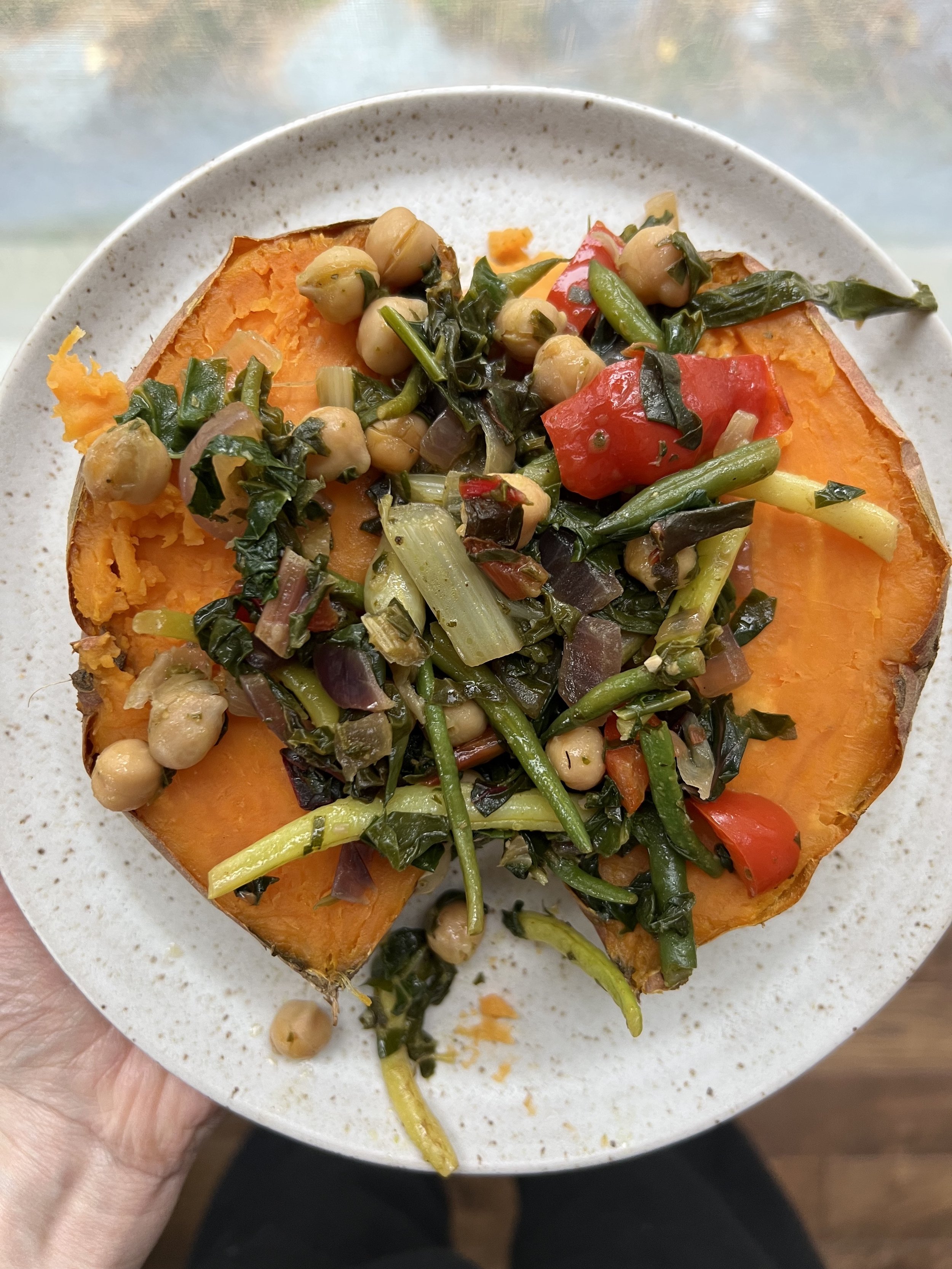 Chickpea & Vegetable Stuffed Sweet Potatoes - plant based, gluten free ...