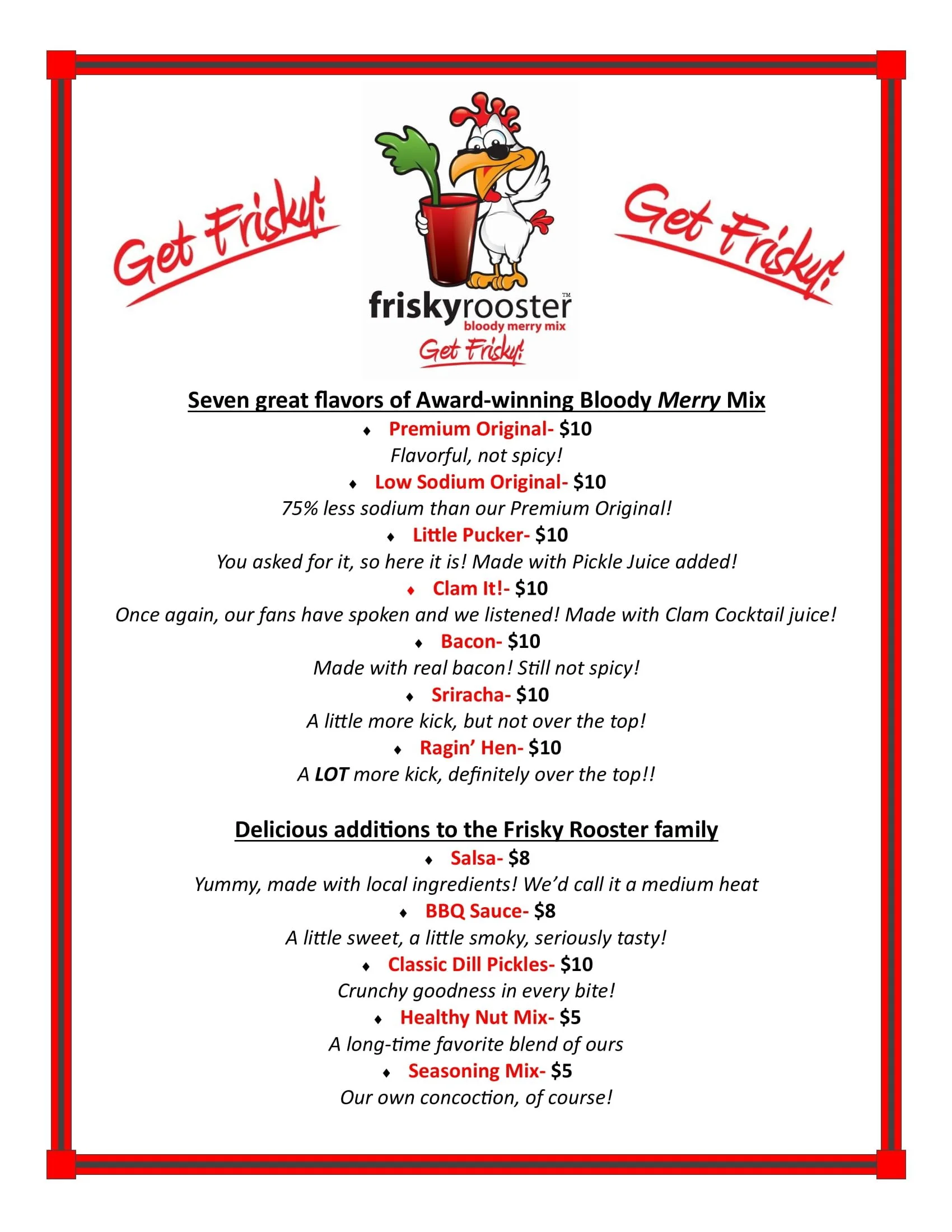 Frisky Products — Frisky Rooster Brands