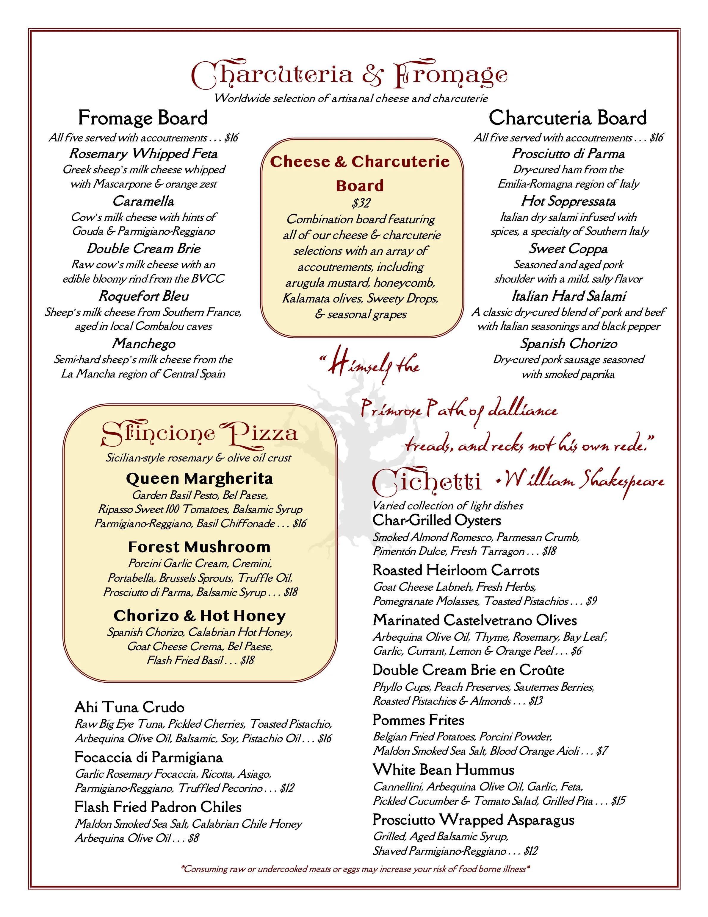 Menu — Primrose Path