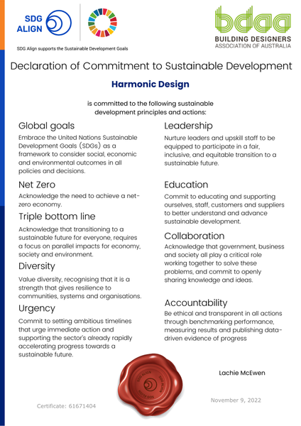 Harmonic Design declaration of sustainability + our mission statement