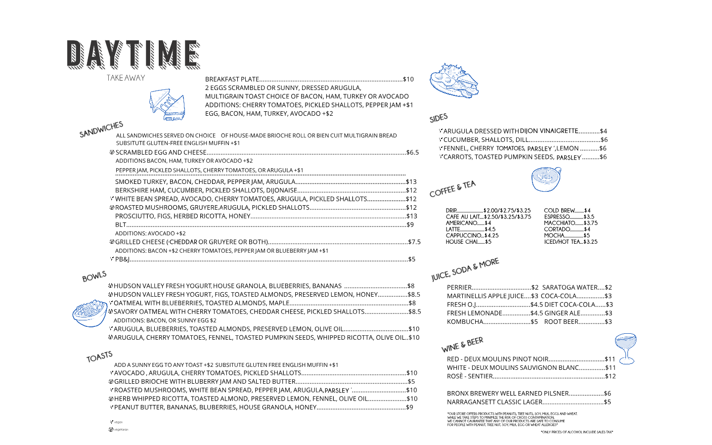 Menus — Daytime