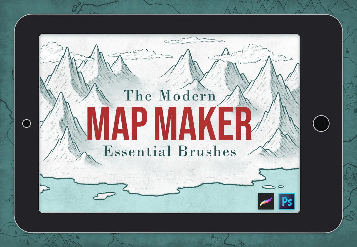 Modern Map Maker Essential Brushes for Procreate — Map Effects