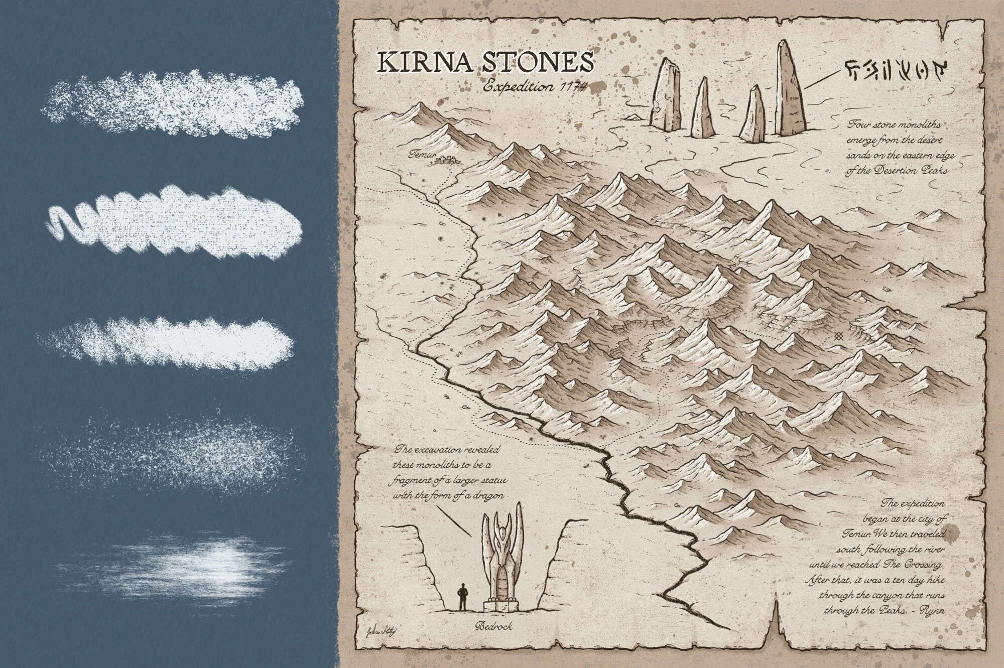 Cartographer's Texture Brush Field Kit for Procreate — Map Effects
