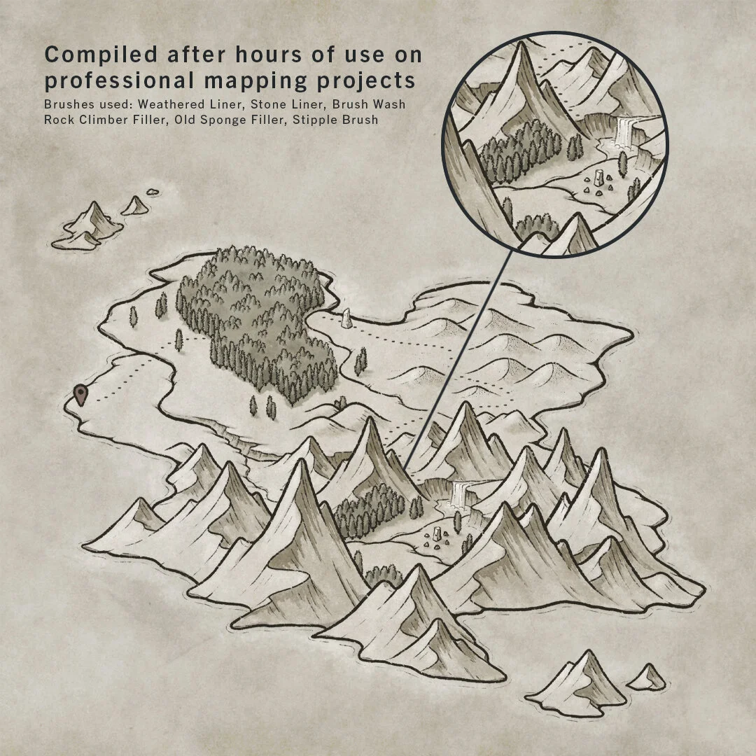 Modern Map Maker Essential Brushes for Procreate — Map Effects