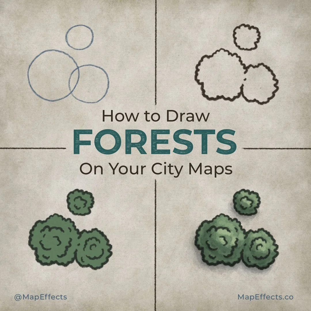 How to Draw Forests | Top Down Trees — Map Effects