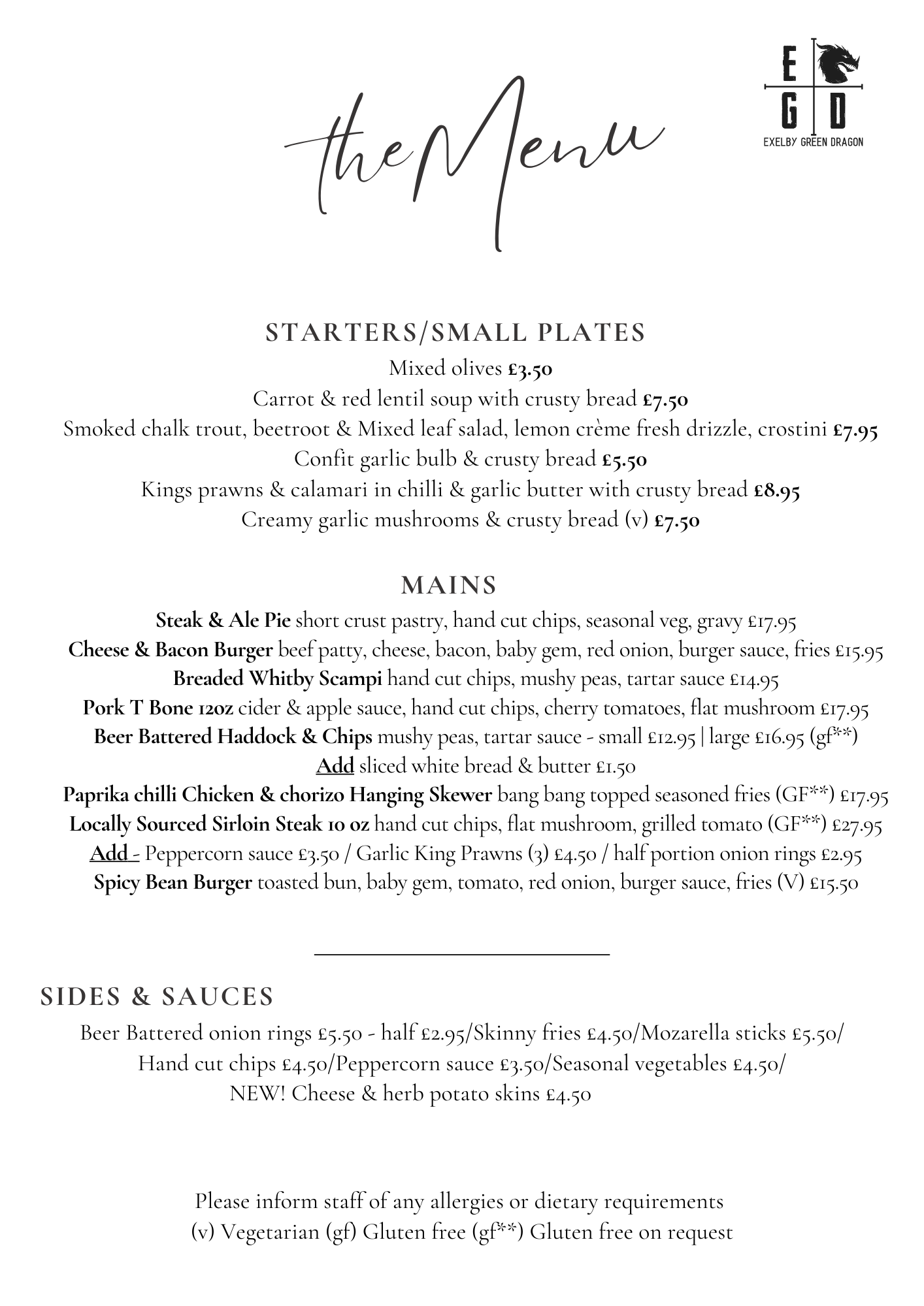 EXELBY GREEN DRAGON FOOD — EXELBY GREEN DRAGON