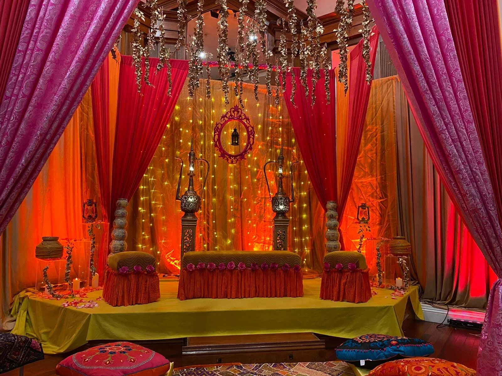 Simple Stage Decoration For Mehndi Function | Shelly Lighting
