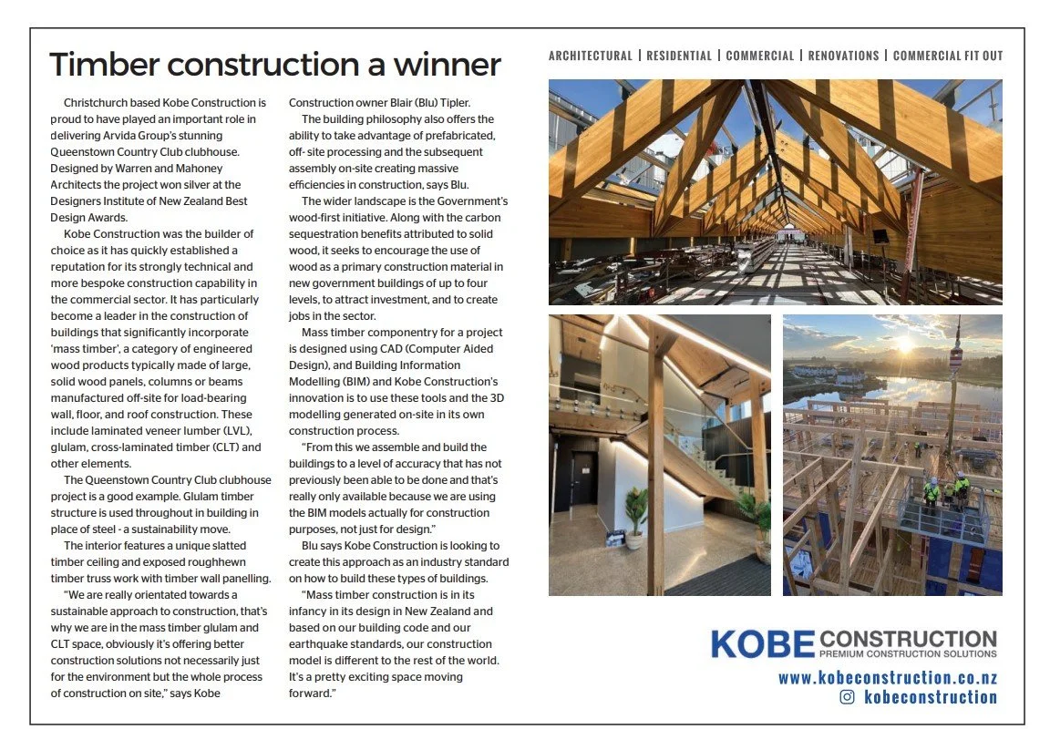 Timber construction a winner — Kobe Construction