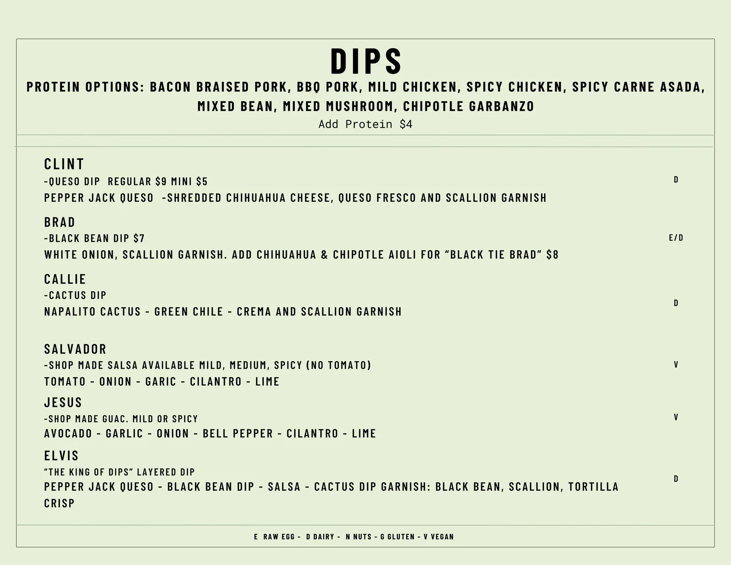 Menu — Proper Taco Shop