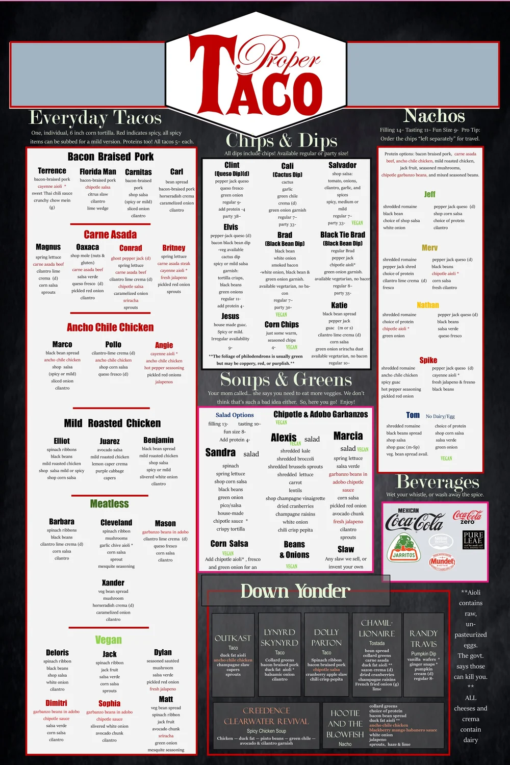 Menu — Proper Taco Shop