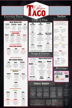 Menu — Proper Taco Shop
