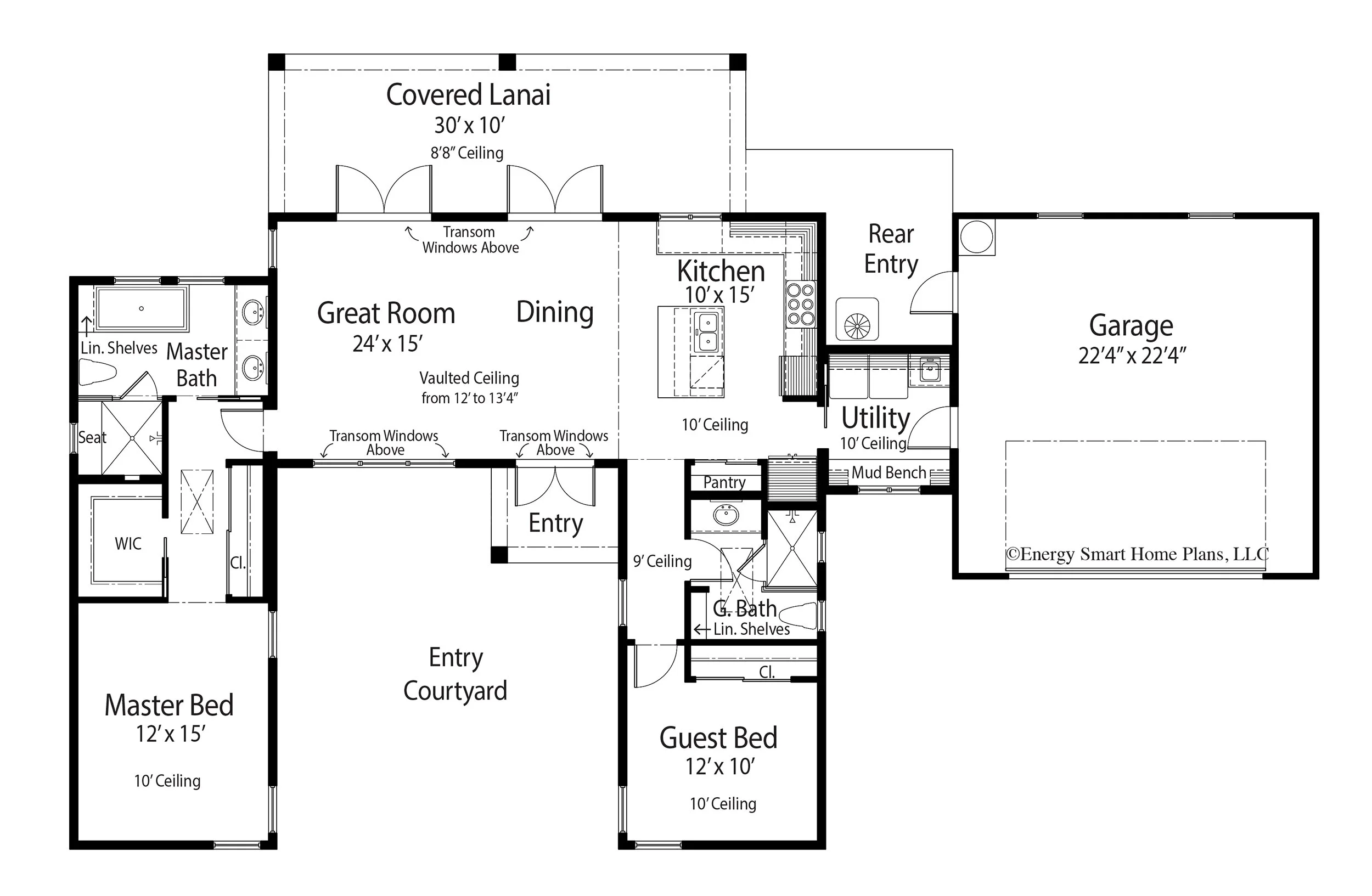 Marcus House Plan #501 | 2 Bed, 2 Bath | 1,411 sq. ft. — Wright Jenkins ...