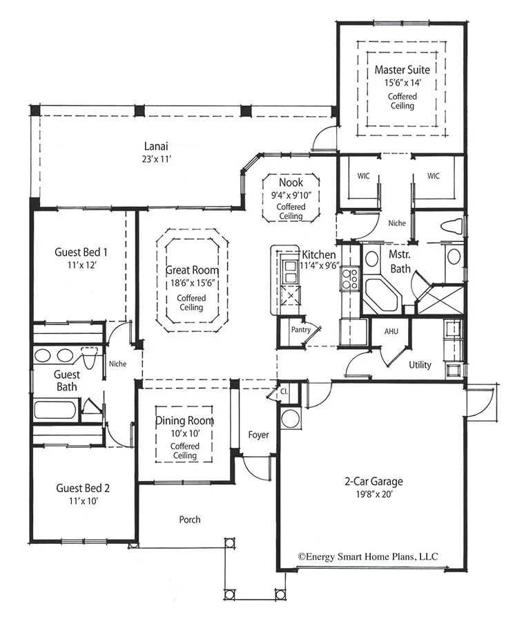 Chartres House Plan #203 | 3 Bed, 2 Bath | 1,630 sq. ft. — Wright ...