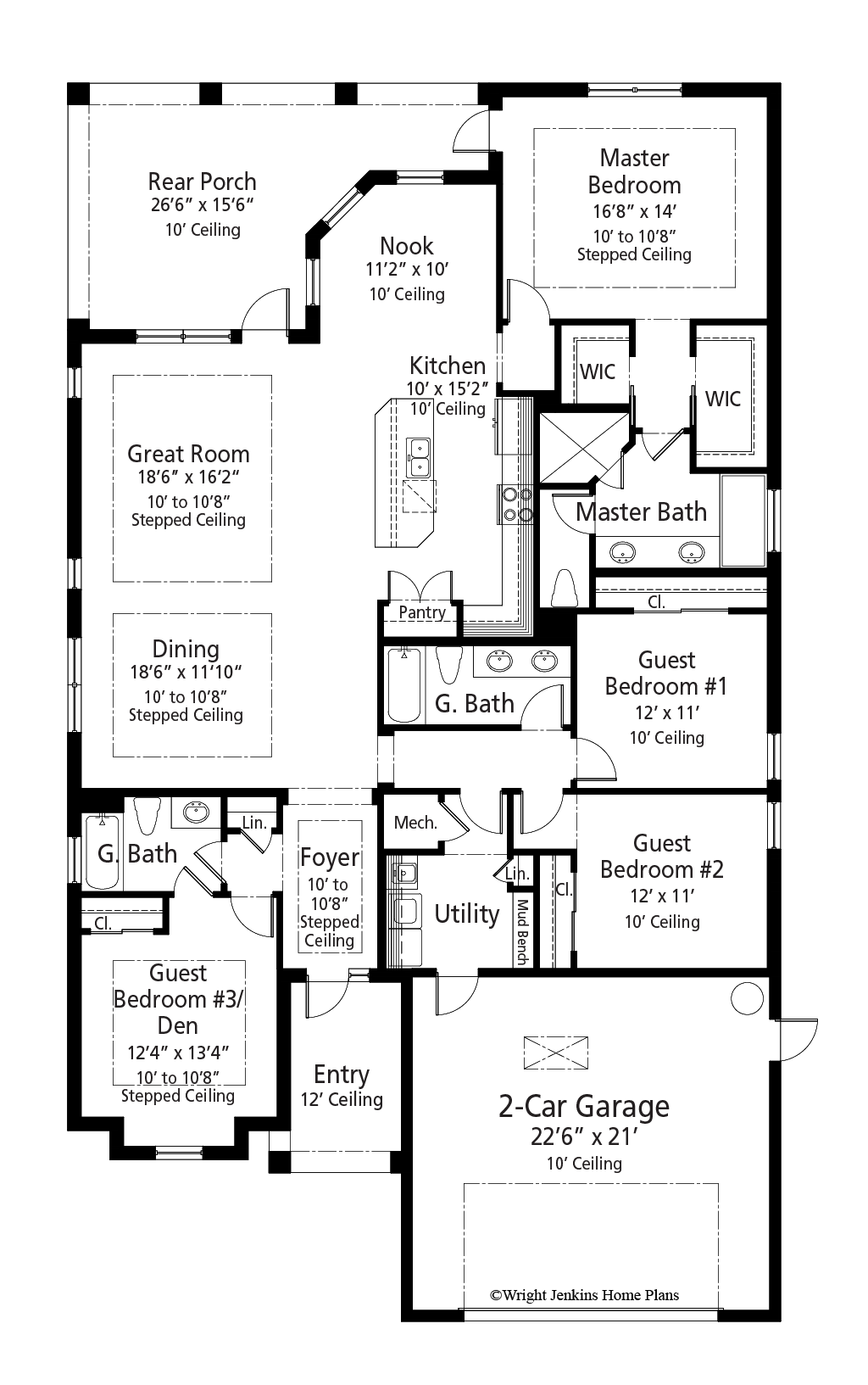 Montilla House Plan #602 | 4 Bed, 3 Bath | 2,368 sq. ft. — Wright ...