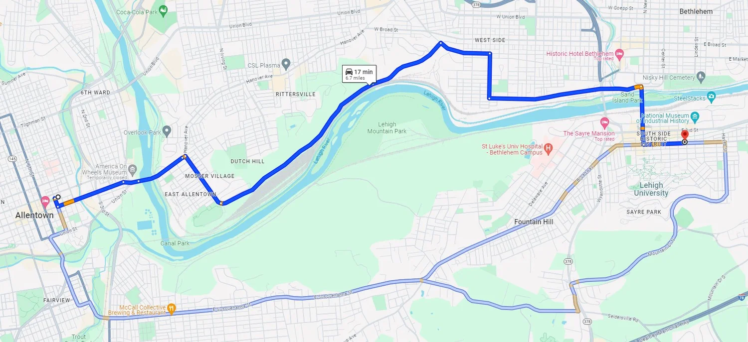 Allentown and Bethlehem — Mapping the path