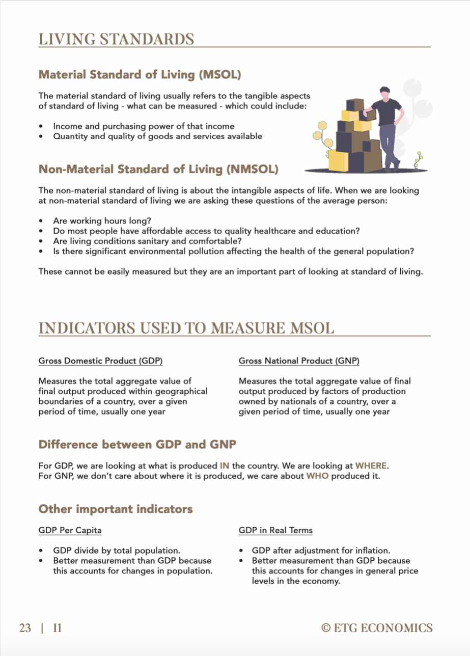 Living Standards & GDP Growth: Key Concepts for A Level Economics ...
