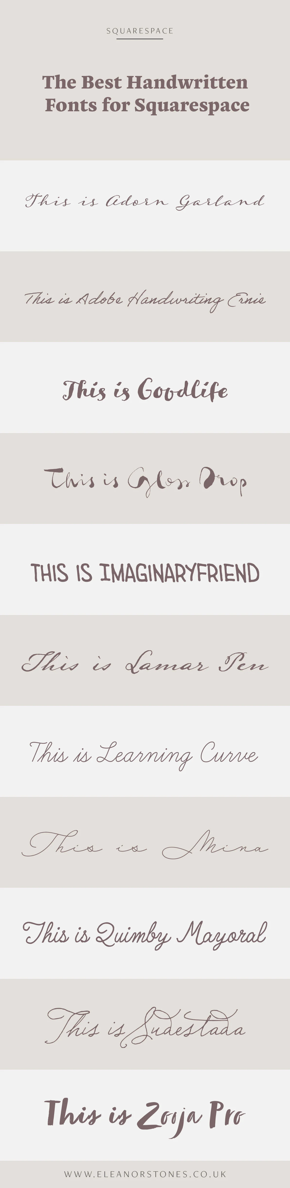 The Best Handwritten Fonts for Squarespace | Eleanor Stones