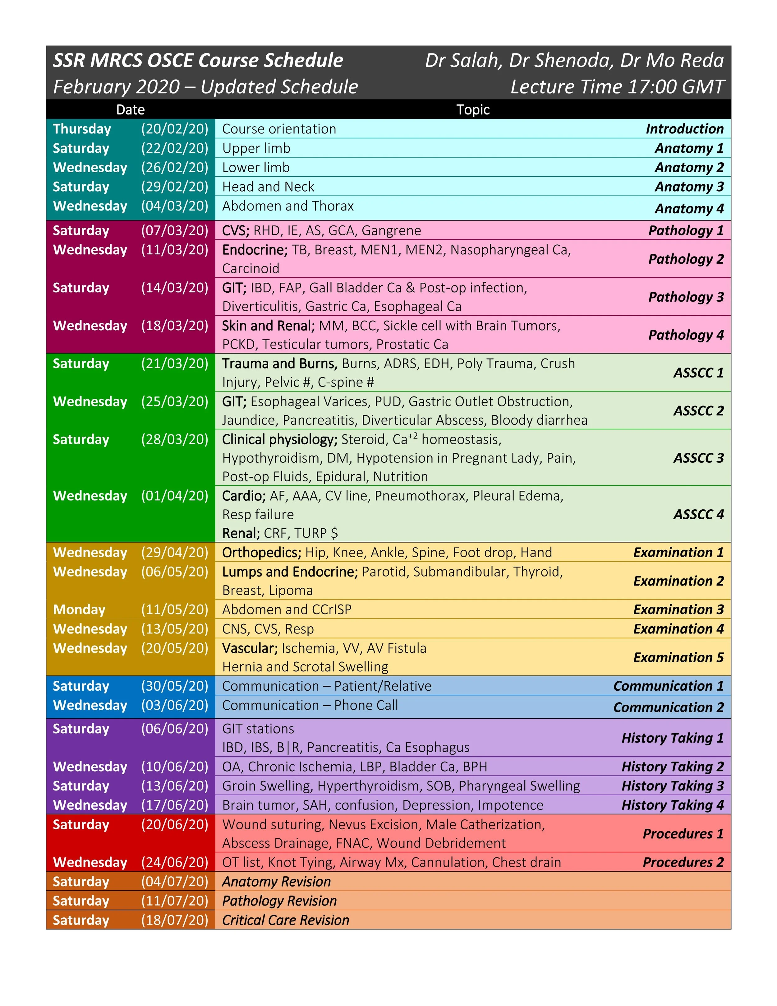 Schedules Gallery Archive — MRCSalah Courses