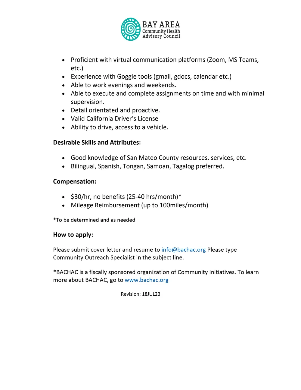 Career Opportunities — BACHAC