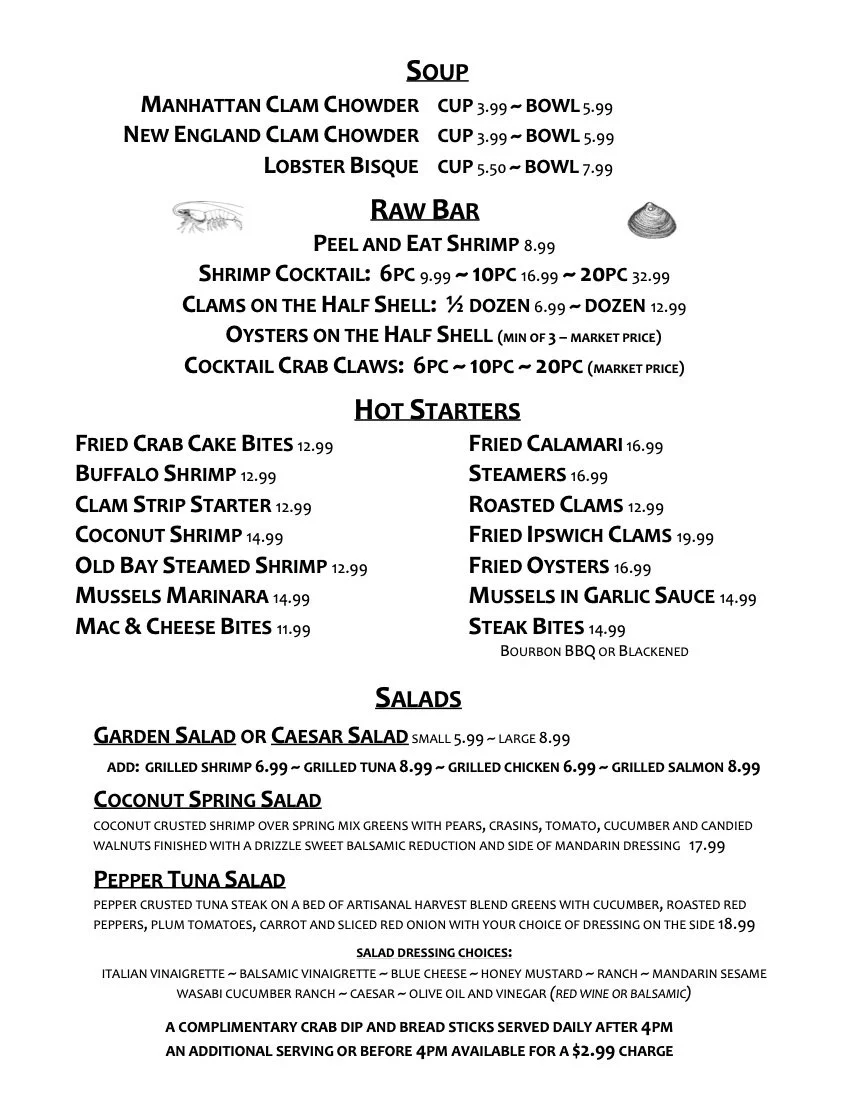 Dining Menu — Mr. Shrimp