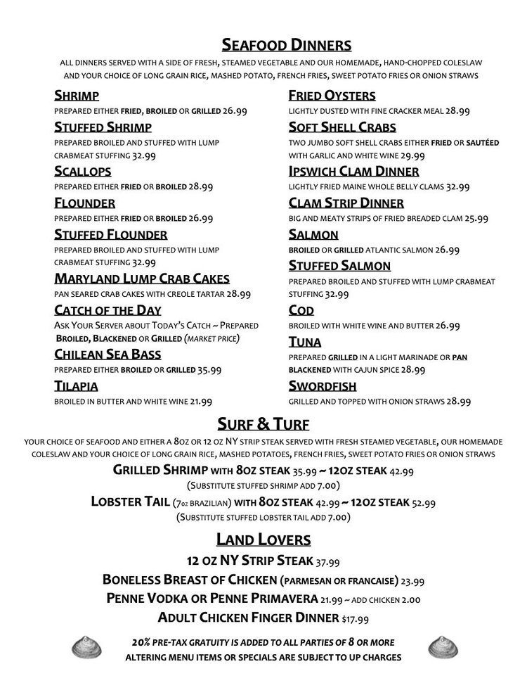 Dining Menu — Mr. Shrimp