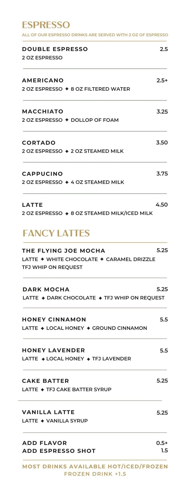Coffee, Tea, Lattes — The Flying Joe