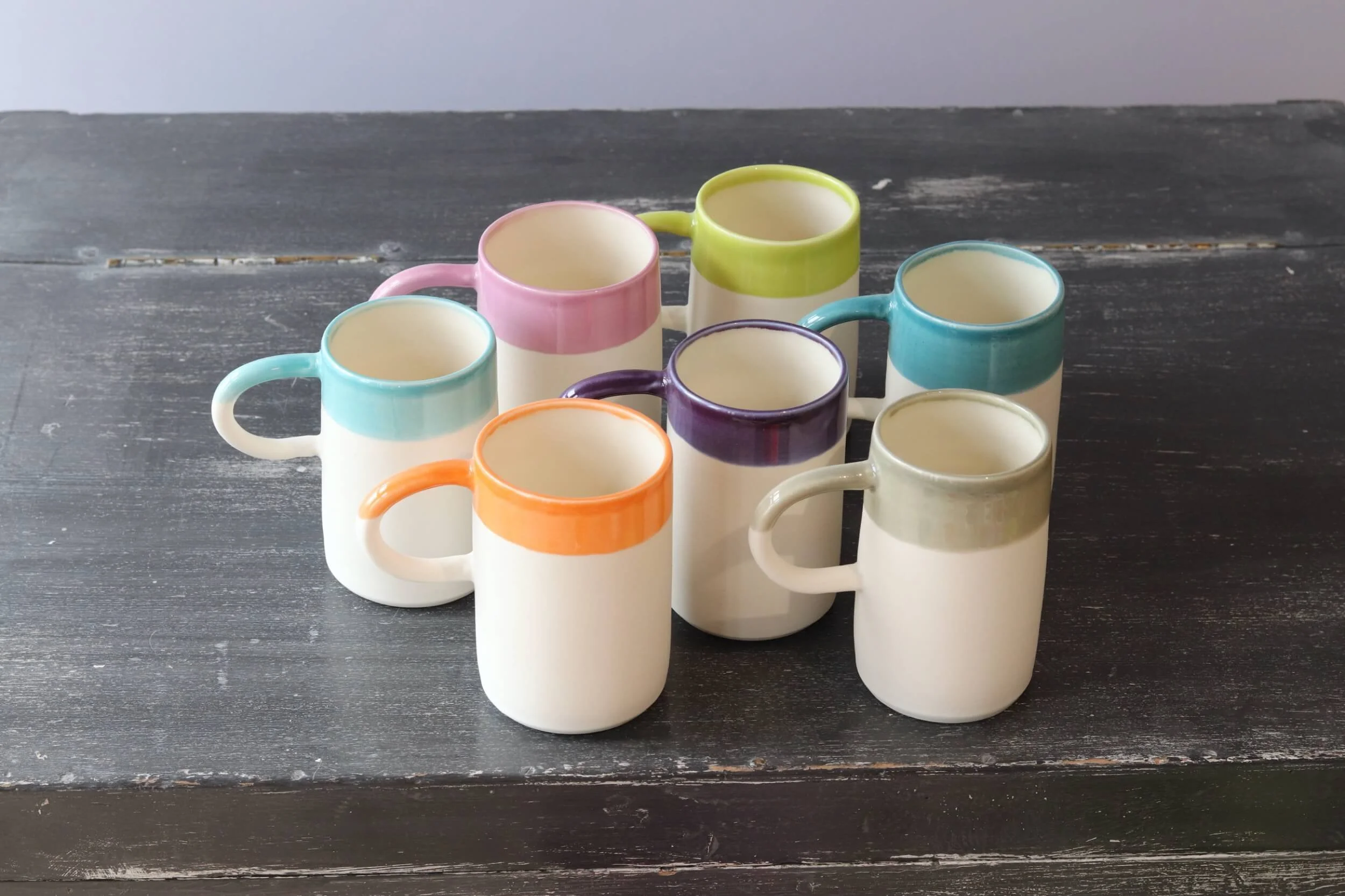 Handmade Wheel Thrown Porcelain Ceramic Plant Pot with Colourful Glazes ...