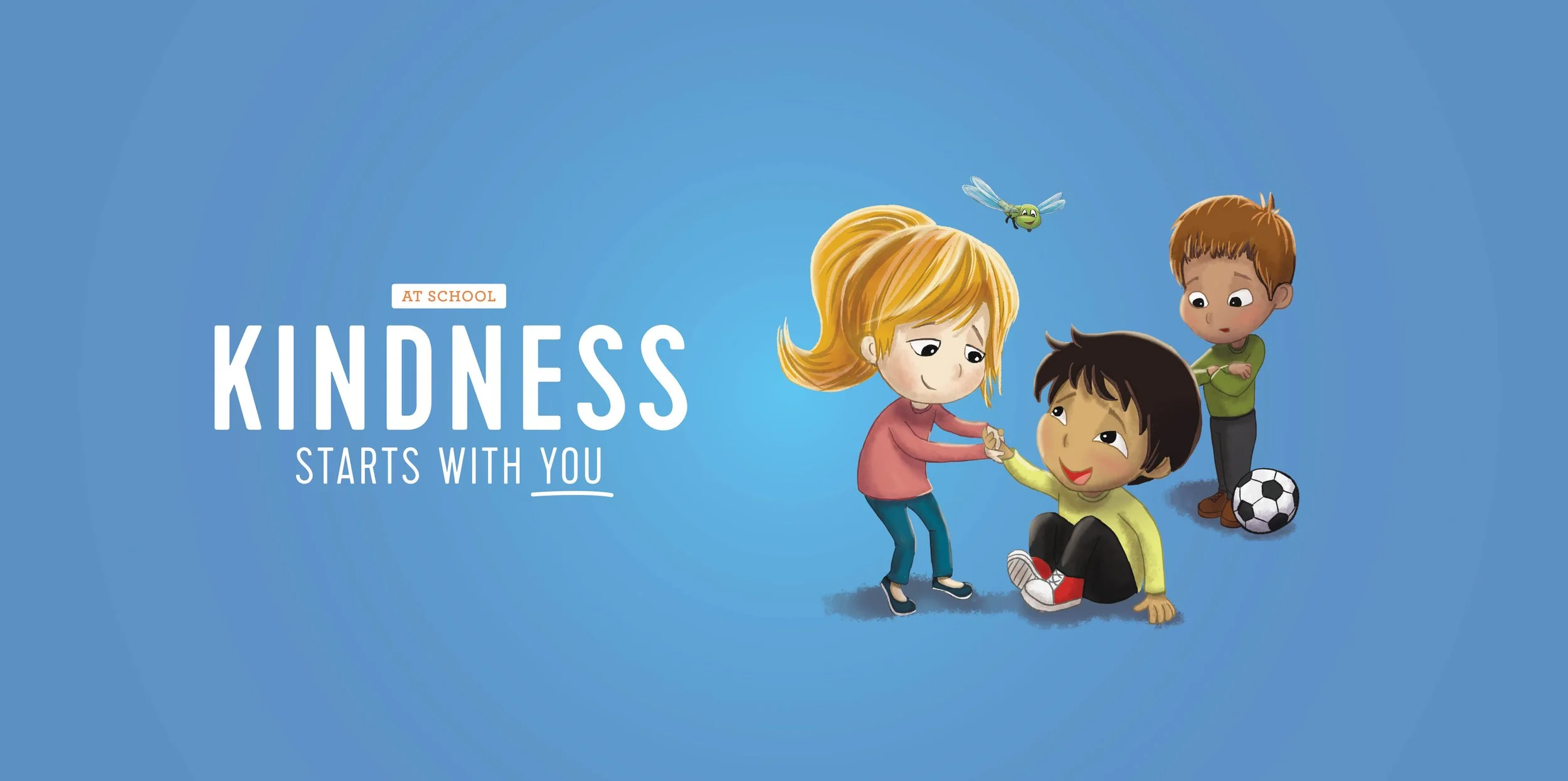 Kids Showing Kindness Cartoon