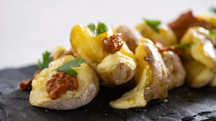 Salt Crushed Potatoes with Aioli and Romesco Sauce — The Plant-Forward ...