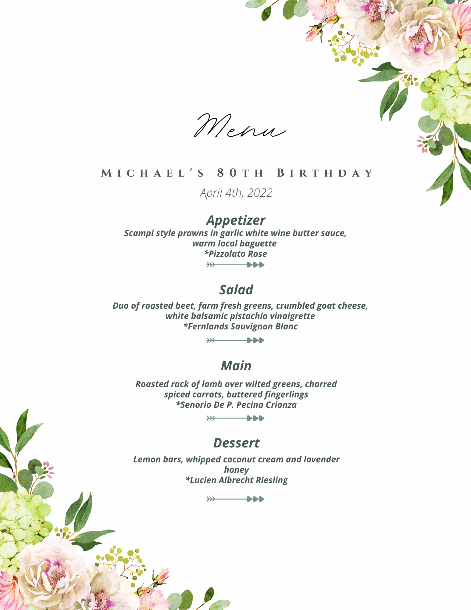 Sample Menus — Your Personal Chef For Private Events