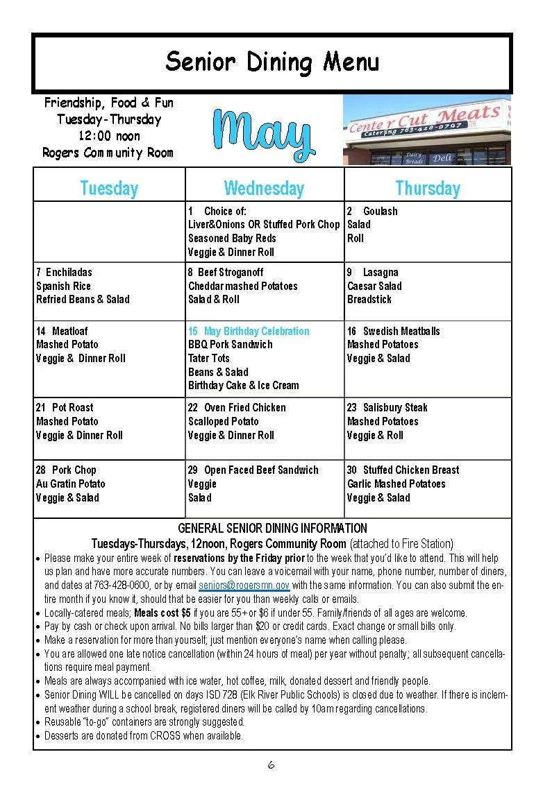 Senior Dining — City of Rogers, MN