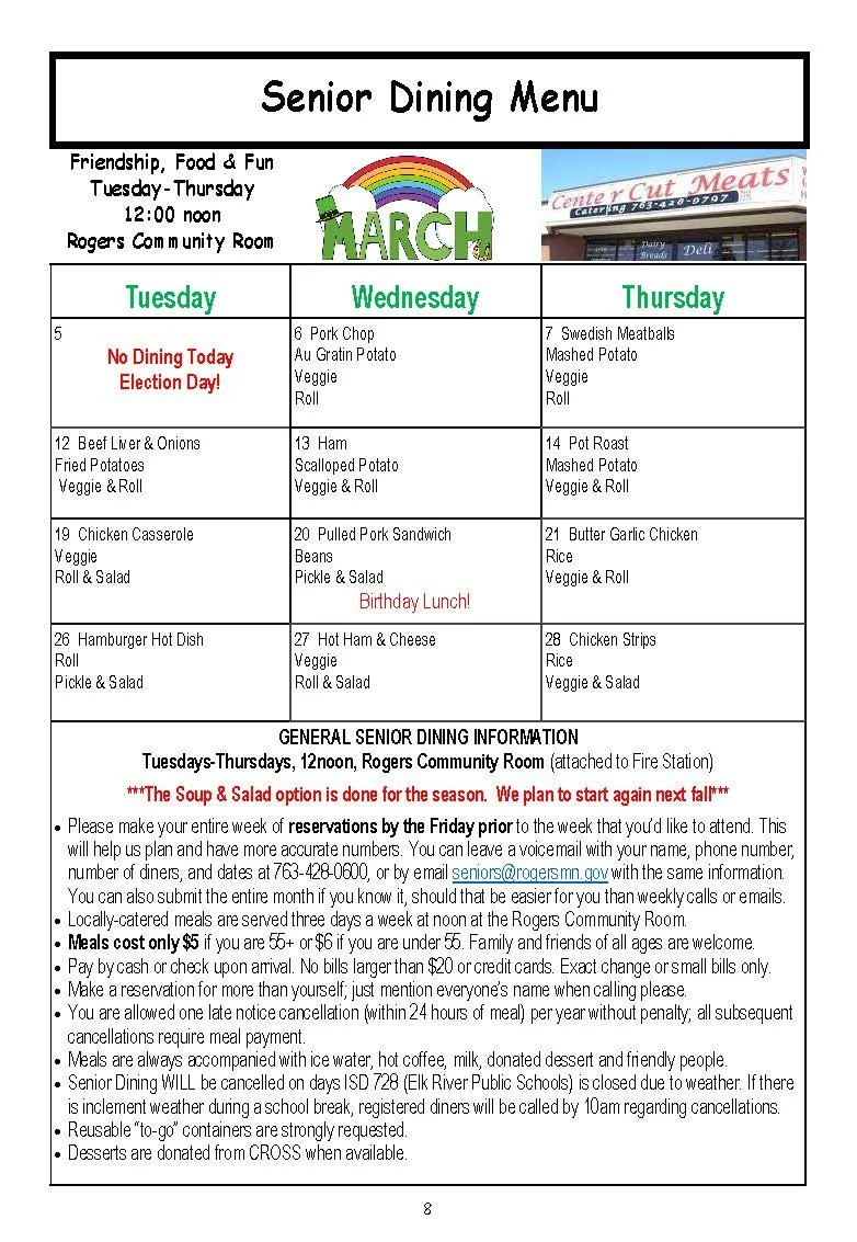 Senior Dining — City of Rogers, MN