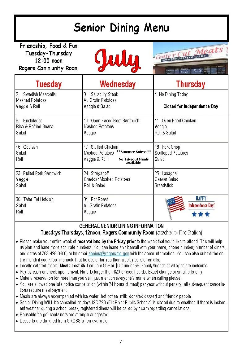 Senior Dining — City of Rogers, MN