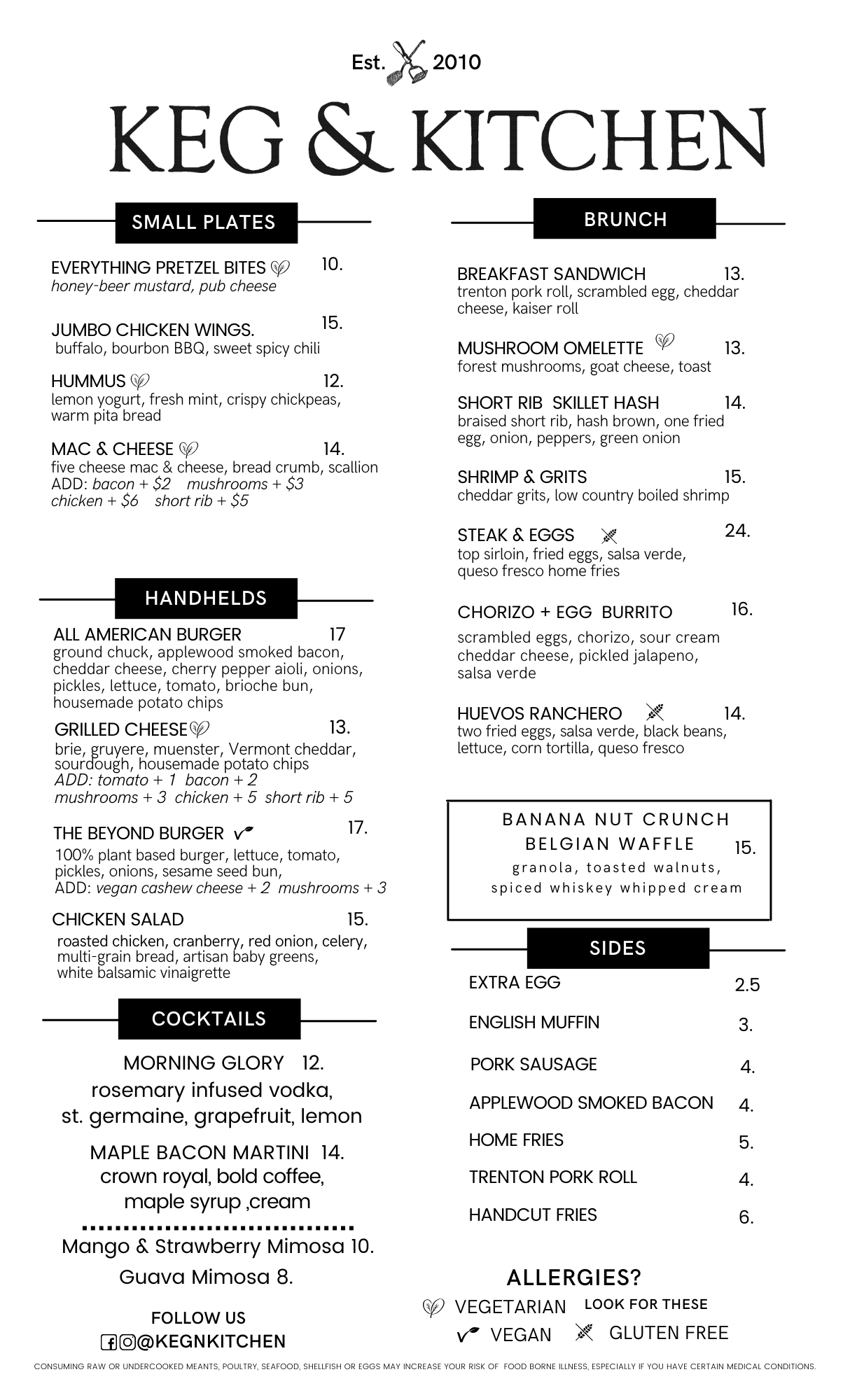 All Food Menus — Keg & Kitchen | Named Best Bar Scene 2019 by NJ Monthly