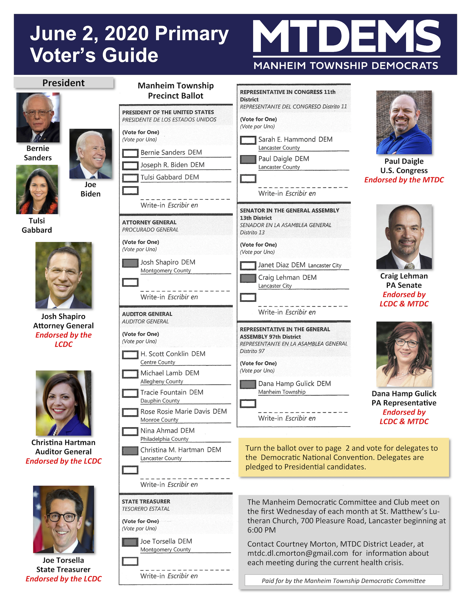Primary Voting Guide — Manheim Township Democrats
