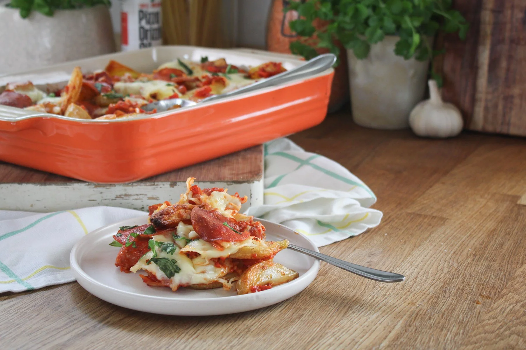 Pizza topped loaded potato wedges — littleseed