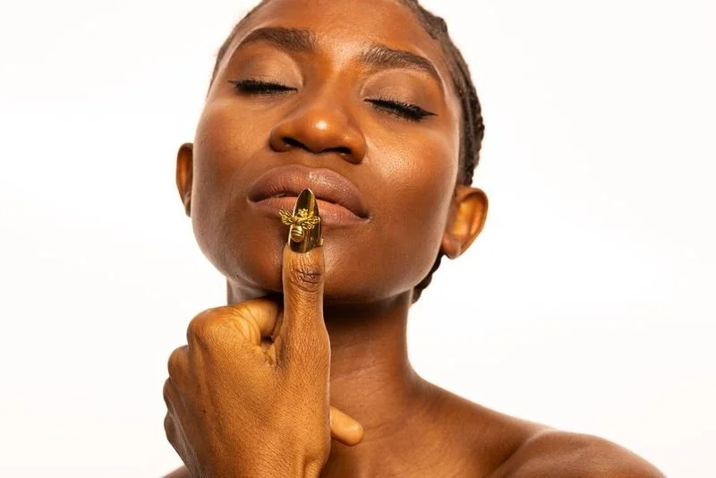 HONEY SYSTEM bee ring with chain in gold tone by Julie Kleom — CLUSTER ...