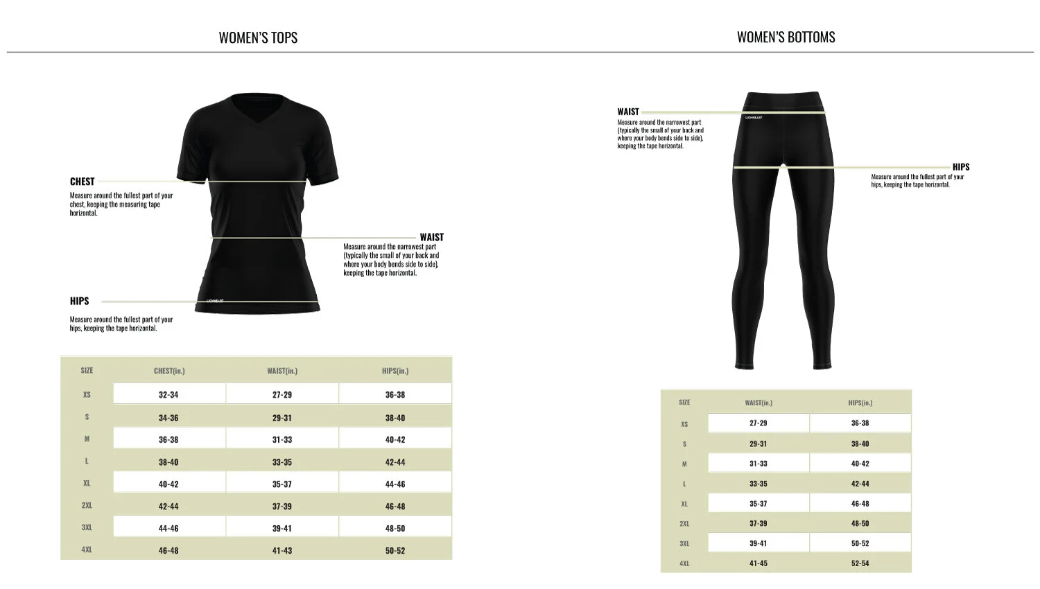 Fit & Size Guide — Lionheart Sports - Custom Team Wear