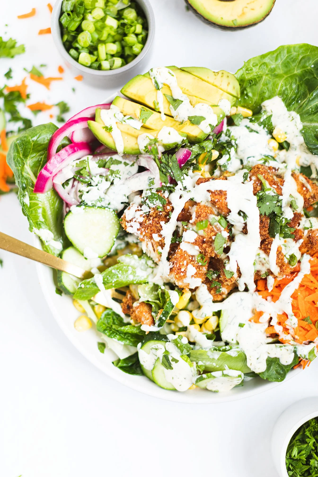 Healthy Crispy Chicken Salad | From the Roots