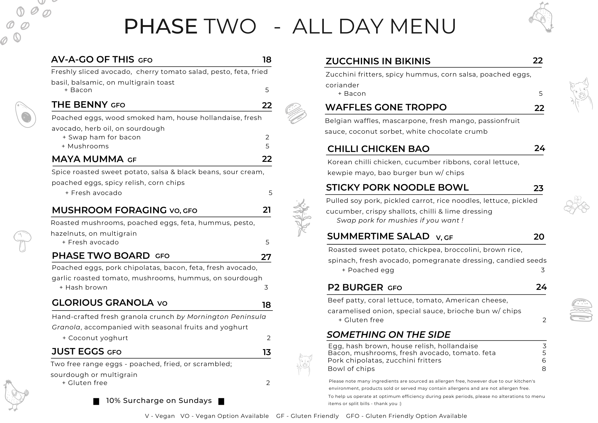 MENU — PHASE TWO