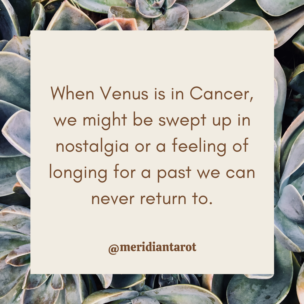 Venus in Cancer | by transit and in the birth chart — Meridian Tarot