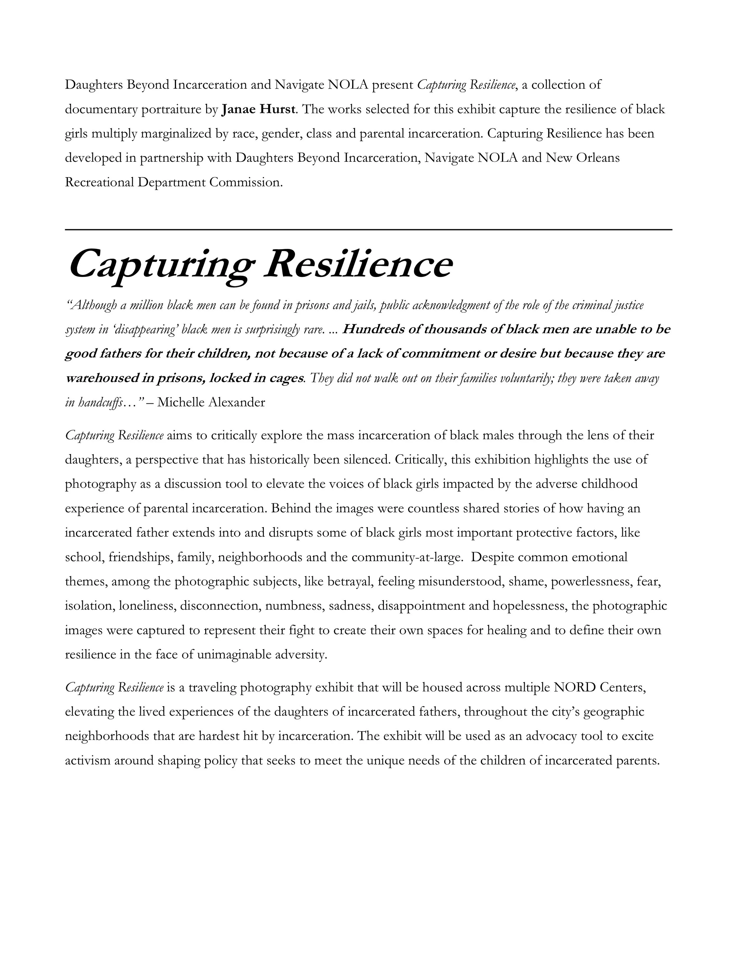 Capturing Resilience — Daughters Beyond Incarceration