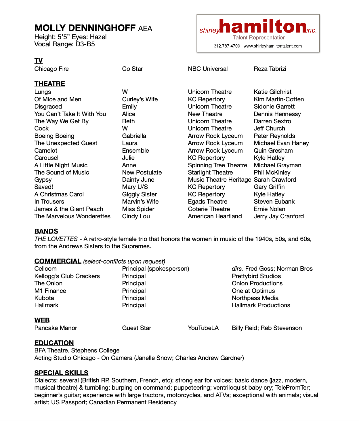 Resume — MOLLY DENNINGHOFF