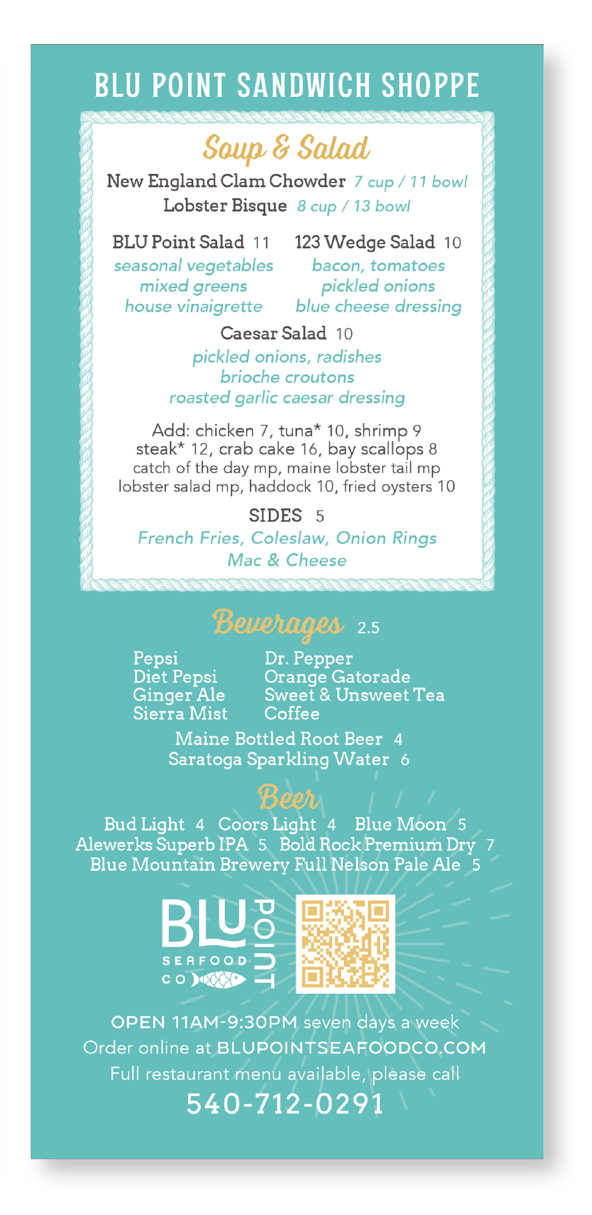 Online Ordering — BLU Point Seafood Co