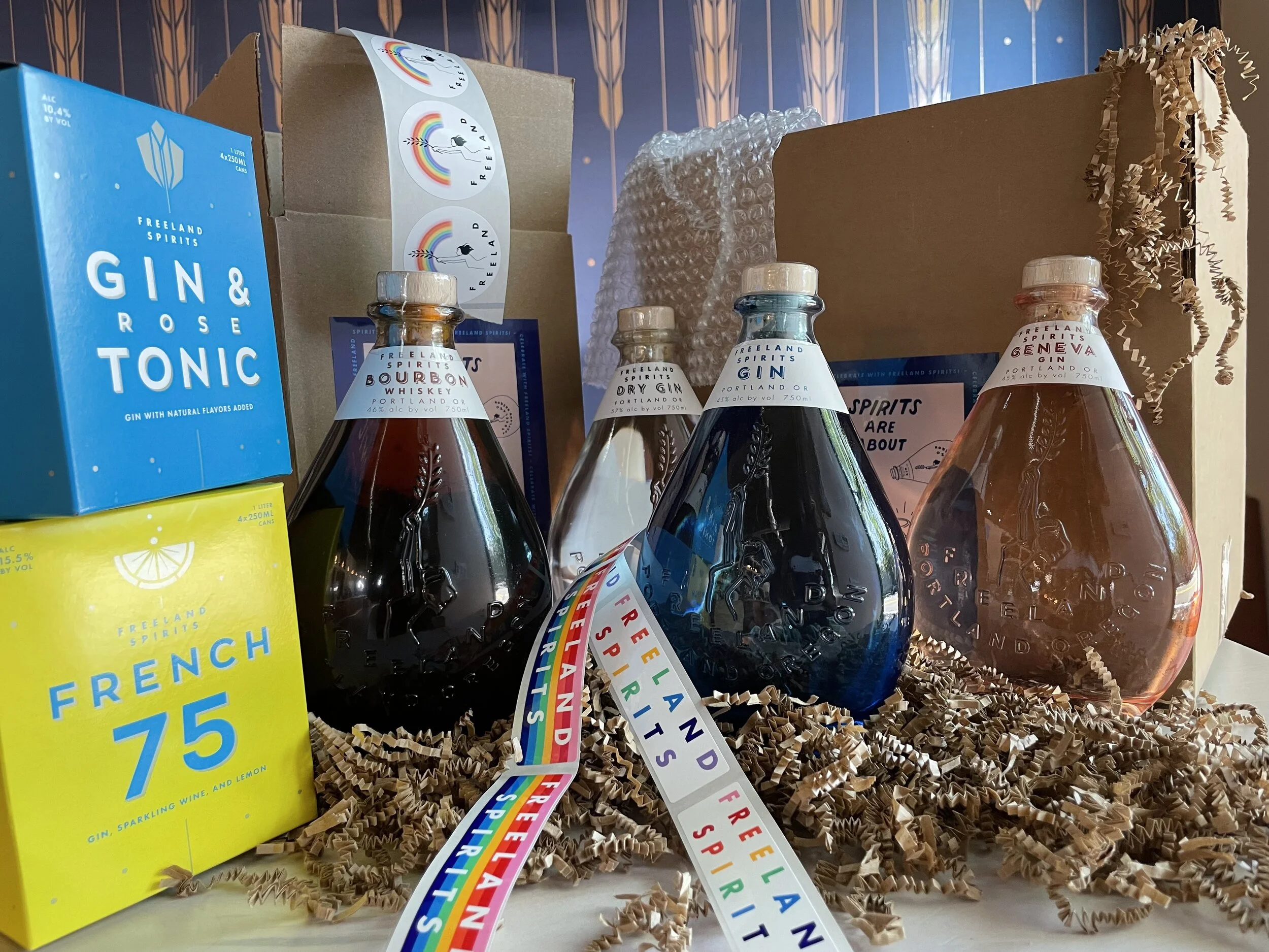 Freeland Spirits Portland Oregon Woman Owned GIN BOURBON GENEVA CANS