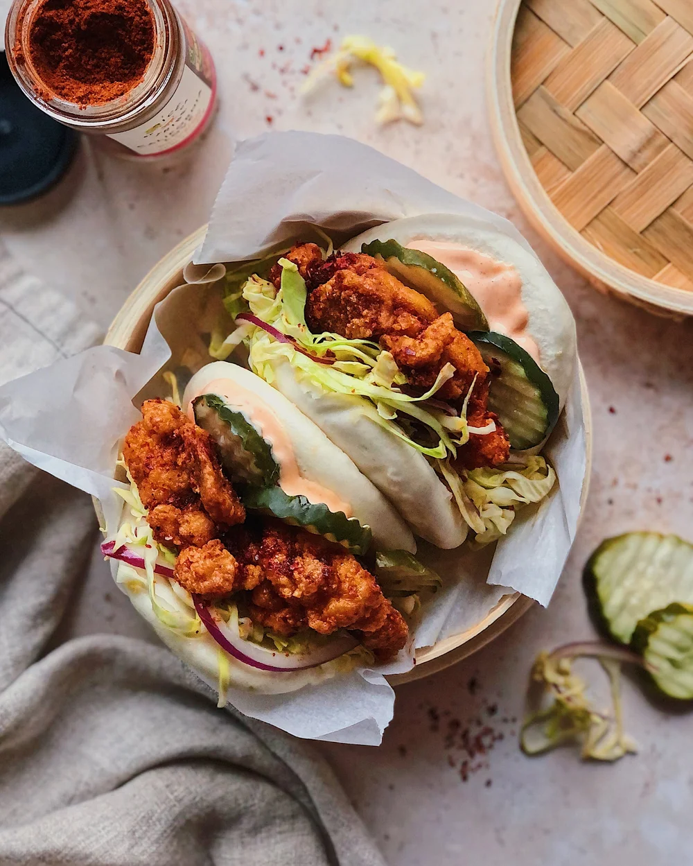 California Hot Chicken Fried Chicken Bao — Lily Morello