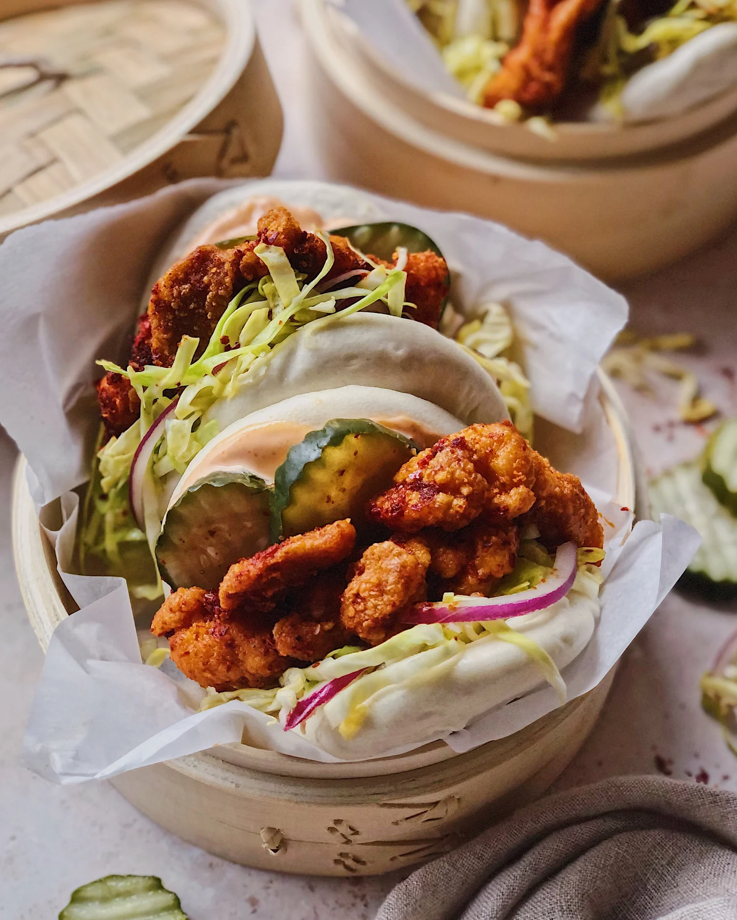 California Hot Chicken Fried Chicken Bao — Lily Morello