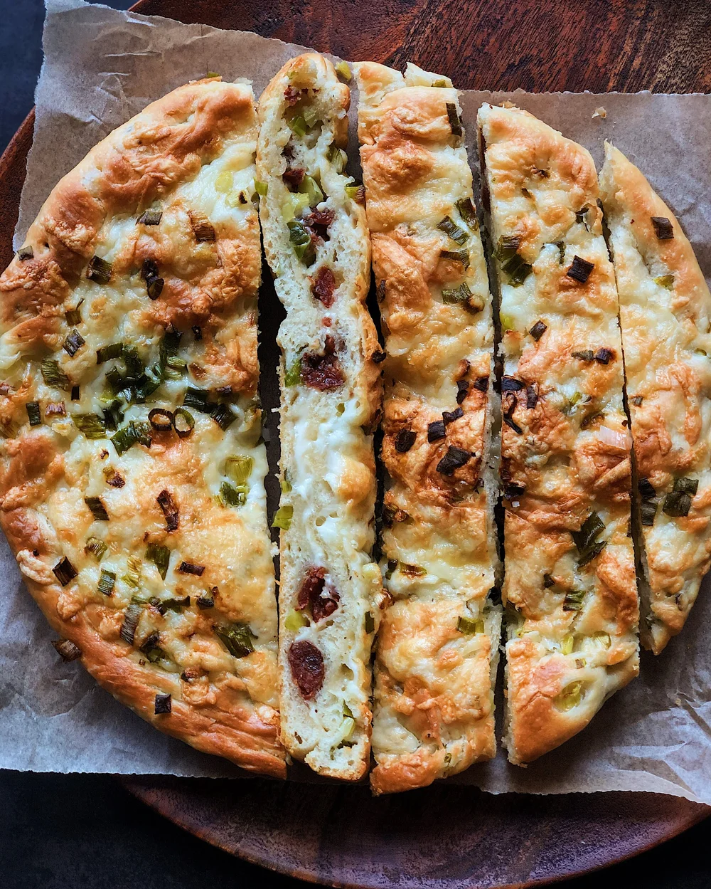 Chinese Sausage and Scallion Stuffed Cheesy Bread Focaccia — Lily Morello