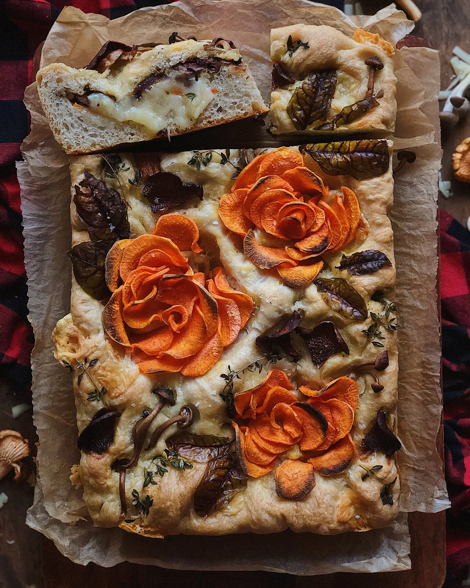 Cheesy Focaccia Stuffed with Mushrooms, Caramelized Onions, and Sweet ...
