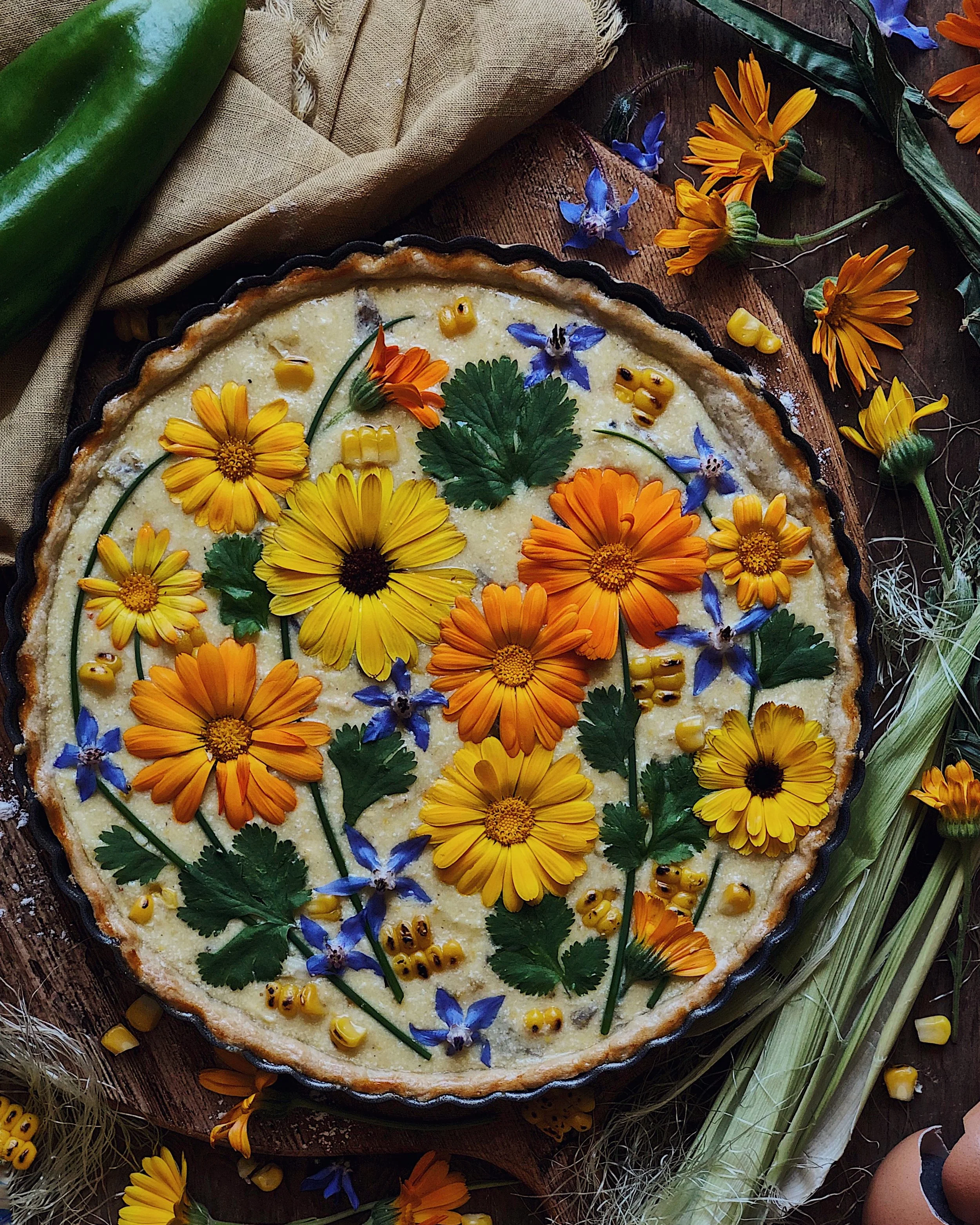Hatch Green Chile and Summer Corn Cheesy Tart Recipe — Lily Morello